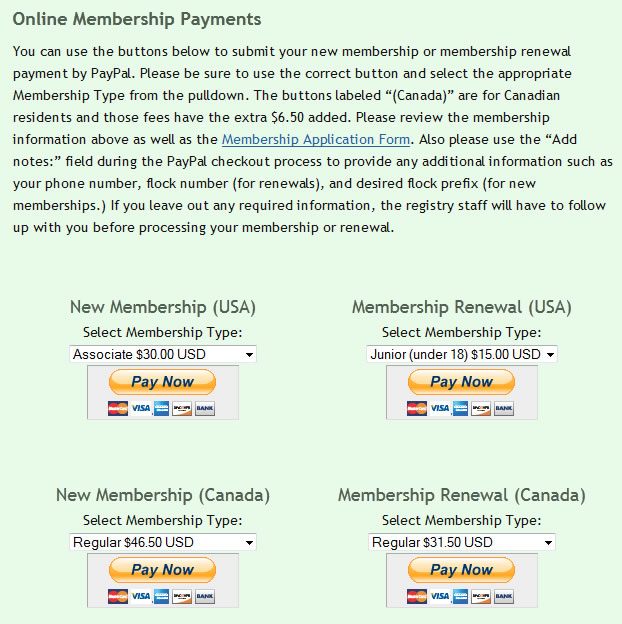 New Online Payment Buttons for Membership Fees